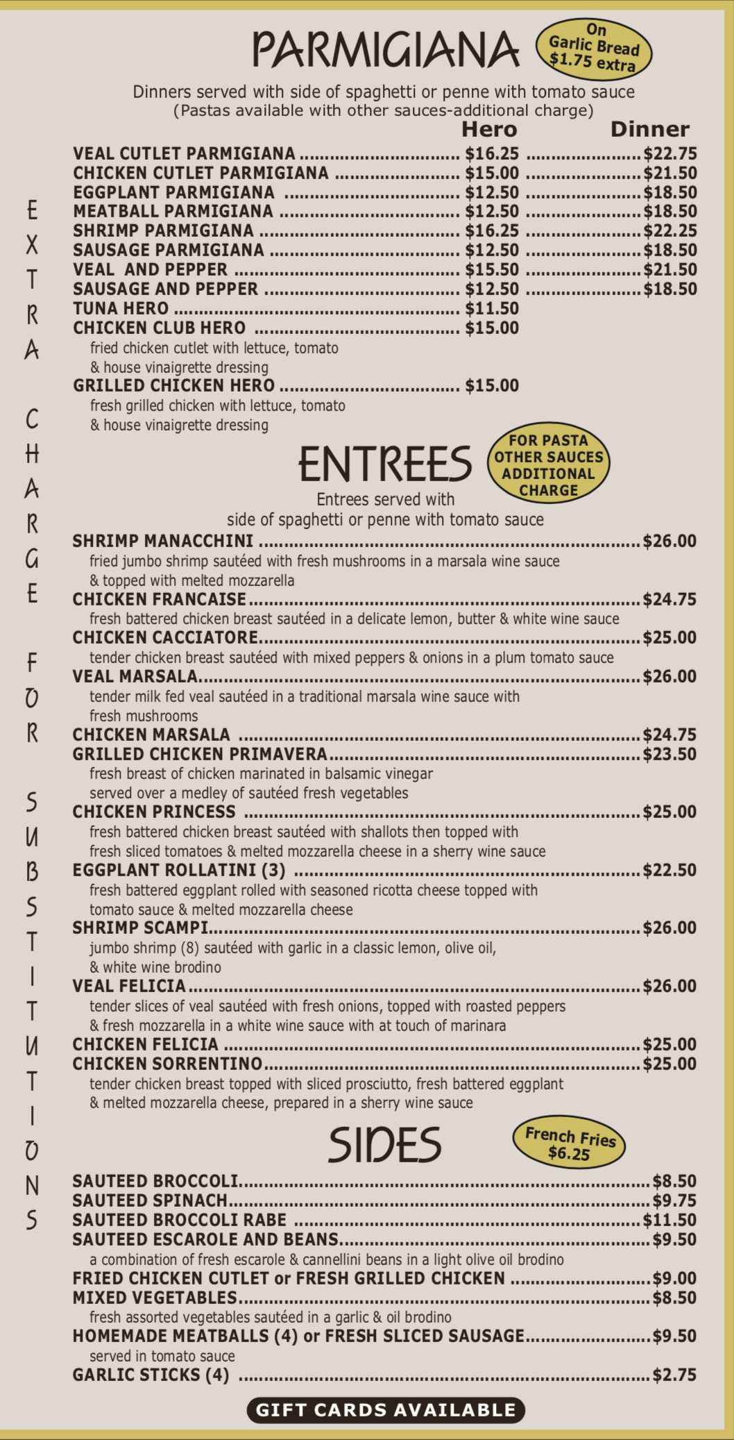 Menu - Gino's RVC – Pizzeria & Restaurant, NY